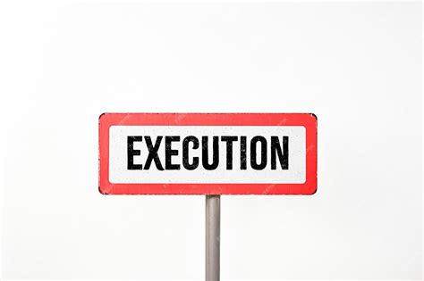 Red Road Sign With White Background And Execution Text Premium Ai