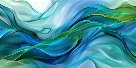 Artwork With Flowing Waves In Shades Of Blue Green And Aqua Creating A Serene Atmosphere