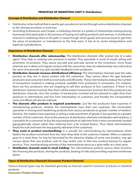 Principles Of Marketing Unit 5 Bcom Pdf