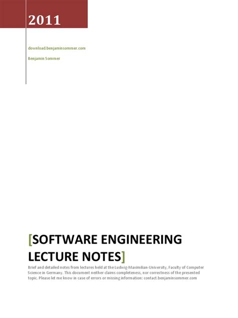 Software Engineering Lecture Notes Pdf Software Development Process Agile Software