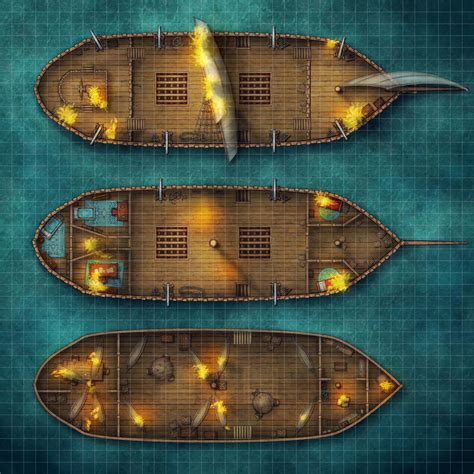 Ship Battlemap Dnd Map Sailing Ship Dandd Battle Map Dungeons And