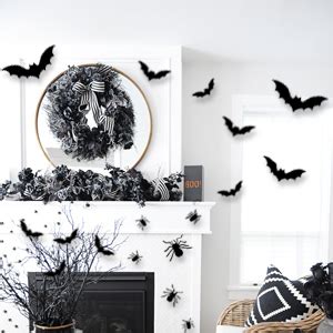 Kalefo 3d Wall Stickers 84pcs Waterproof Black Scary Bat