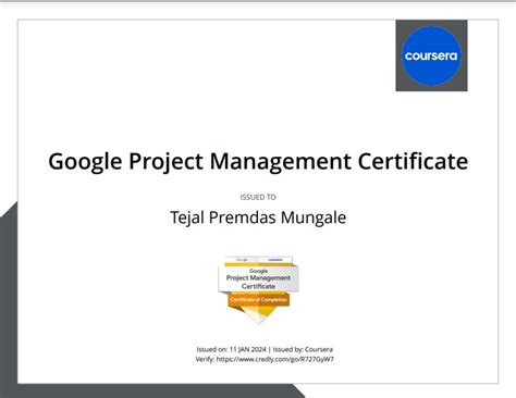 Tejal Mungale On Linkedin Coursera Coursecompletion Certified Projectmanagement