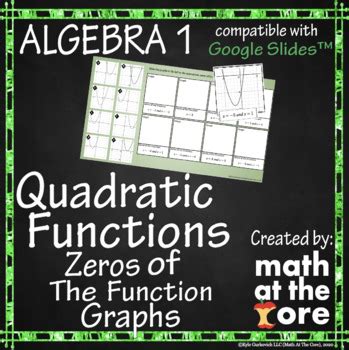Quadratic Functions Zeros Of The Function Graphs For Google Slides