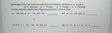 Solved 204 Pts Given The Following Values For The Boolean