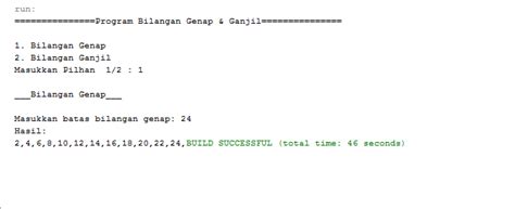 Java Pogram Untuk Menampilkan Bilangan Genap Atau Ganjil
