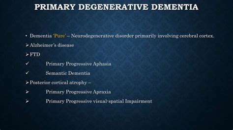 Classification Of Dementiapptx Brain And Nervous System Disorders Diseases And Conditions