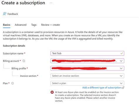 Unable To Create Any Kind Of Subscription In My Business Tenant Get Weird Error Razure