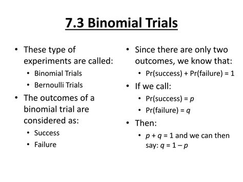 Ppt 73 Binomial Trials Powerpoint Presentation Free Download Id
