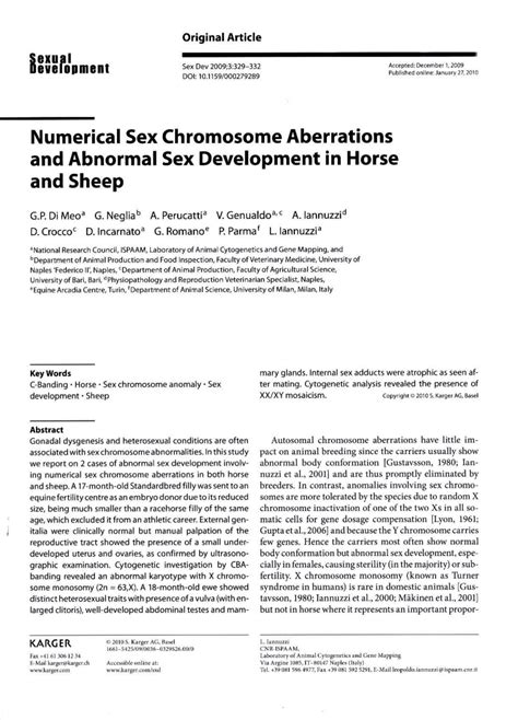 Pdf Numerical Sex Chromosome Aberrations And Abnormal Sex Development