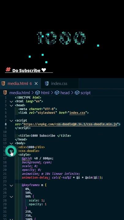 Animation 1000 Subscribe 💕 Html Shorts Css Coding Programming T Htmlshorts Cssshorts