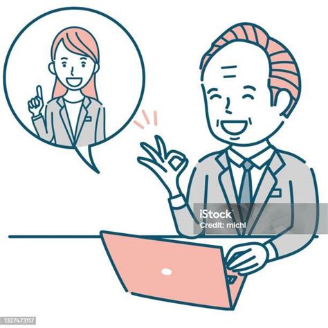 온라인 대화를 즐기는 선임 남성 사업가의 벡터 일러스트 교사 교육 관련 직업에 대한 스톡 벡터 아트 및 기타 이미지 교사 교육 관련 직업 기업 비즈니스 남자 Istock