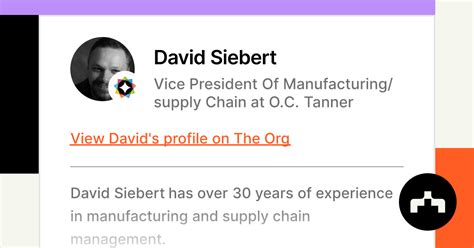 David Siebert Vice President Of Manufacturing Supply Chain At O C