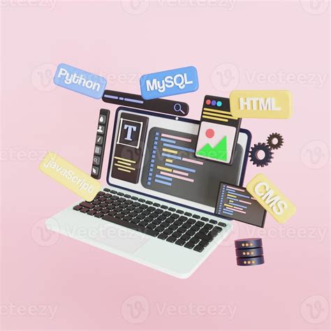 3d Illustration Web Development Concept Programming And Coding