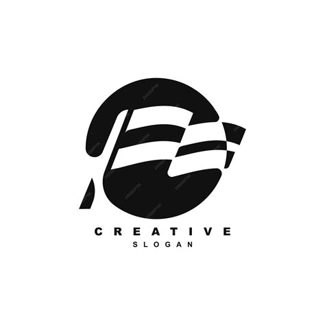 Premium Vector Negative Space Waving Flag Logo Design Vector