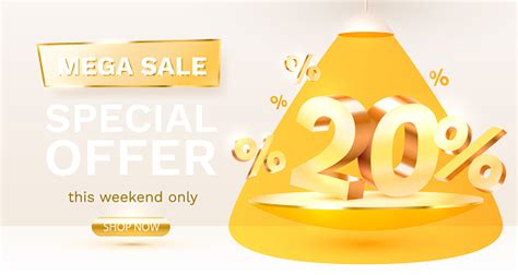 메가 세일 특별 제안 20 스테이지 포디움 퍼센트 스테이지 포디움 씬 어워드 장식 요소 배경 개념에 대한 스톡 벡터 아트 및