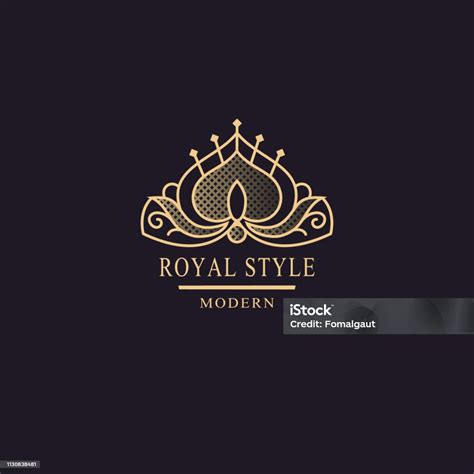 로얄 라이너 모노 그램 크라운 왕의 사인 우아한 디자인 로열티 명함 회사 이름 기호 호텔 및 레스토랑에 대 한 밝은 체적 창조적 엠 블 럼 3 차원 웹 아이콘 벡터 일러스트