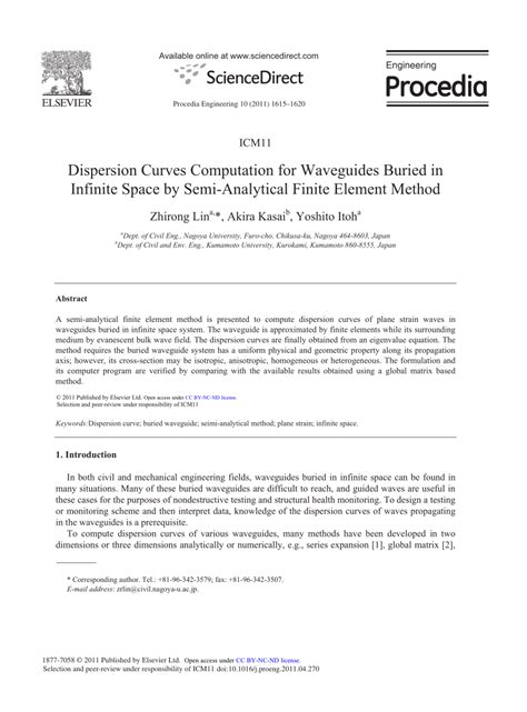 Pdf Dispersion Curves Computation For Waveguides Buried In Infinite