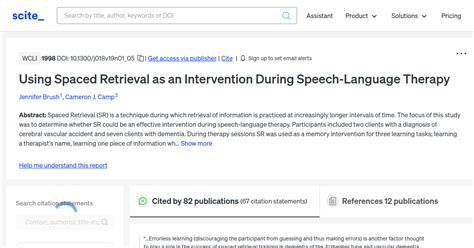 Using Spaced Retrieval As An Intervention During Speech Language Therapy Scite Report