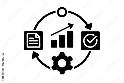 Lean Methodology Value Stream Icon With Graph Gear Document