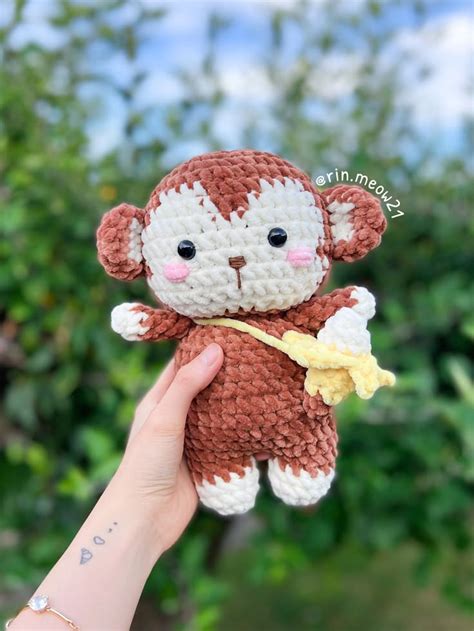 Crochet Pattern Bon The Monkey With Red Boots Plushie Kawaii Cute Monkey Amigurumi Soft Toy