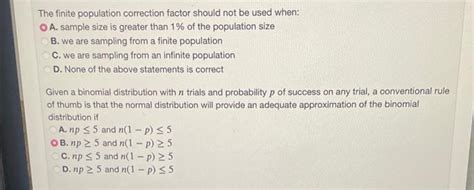 Solved The Finite Population Correction Factor Should Not Be