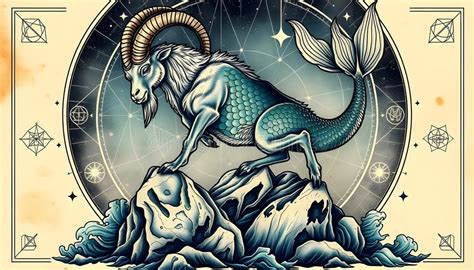 Capricorn Zodiac Sign Celestial Sea Goat Stock Illustration