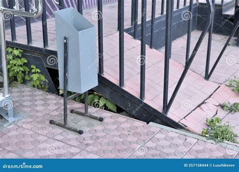 Garbage Iron Lattice Bins For Sorting Garbage In A City Park Next To