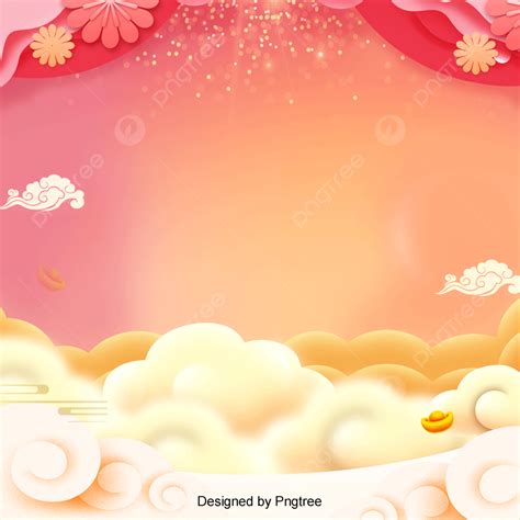 Background Of Pink Golden Xiangyun Spring Festival 2019 Happiness