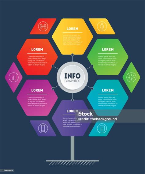 비즈니스 프레젠테이션 또는 인포그래픽 개념이 제공됩니다 개발 트리 차트 또는 다이어그램의 웹 템플릿입니다 6 단계기술 또는 교육 프로세스의 정보 그래픽 육각 0명에 대한