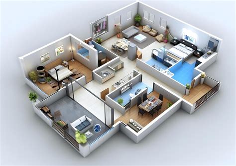 Modern 3d Apartment Floor Plan Design With Balcony Premium Ai