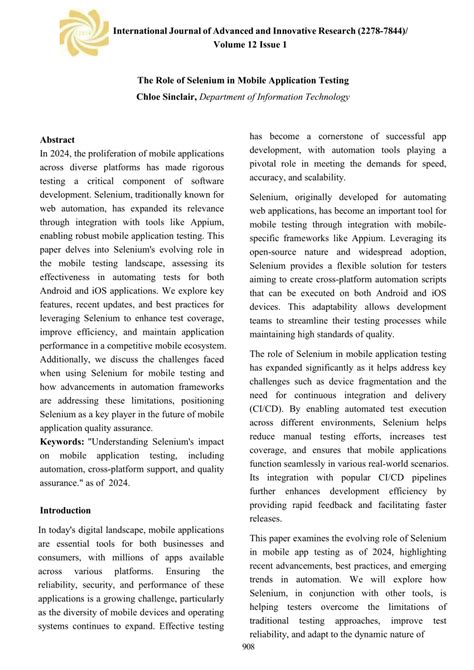 Pdf The Role Of Selenium In Mobile Application Testing