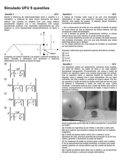 QuestÕes EletrostÁtica Ufu Pdf
