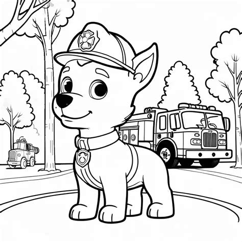 עמוד צביעה כלב לוחם אש מהסדרה יחידת החילוץ ⚡ דף בצבע