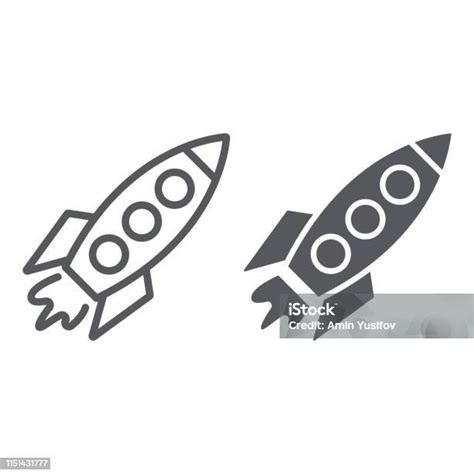로켓 라인과 문양 아이콘 운송 및 공간 우주선 기호 벡터 그래픽 흰색 바탕에 선형 패턴 0명에 대한 스톡 벡터 아트 및 기타