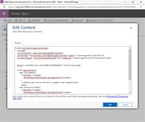 dynamics 365 navigating between forms using javascript applied