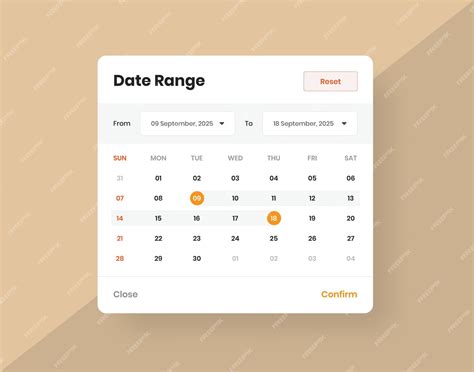 Premium Vector Modern Minimalist Calendar Or Date Range Selector Web
