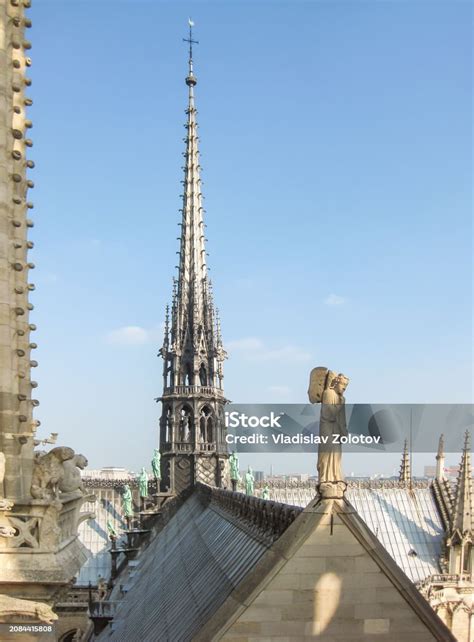 Spire Of Notredame De Paris Cathedral Before Fire In 2019 France Stock