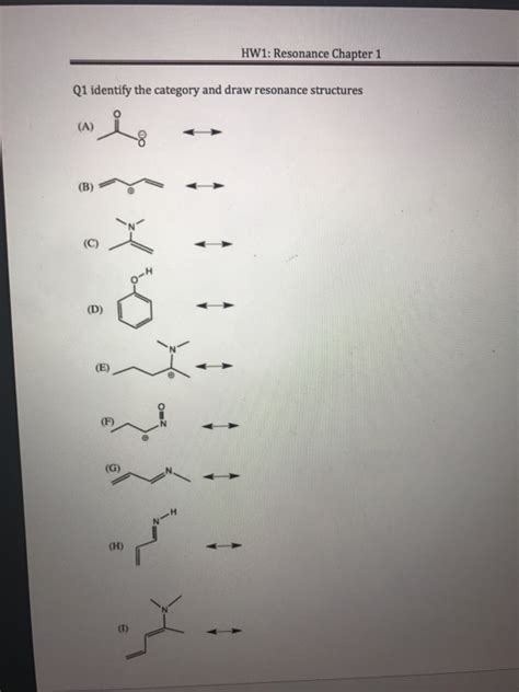 Solved HW1 Resonance Chapter 1 We Use Resonance Structures Chegg Com
