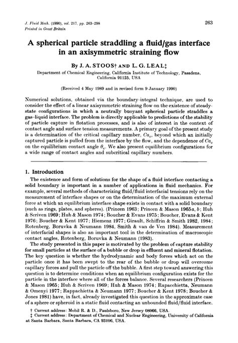 Pdf A Spherical Particle Straddling A Fluidgas Interface In An