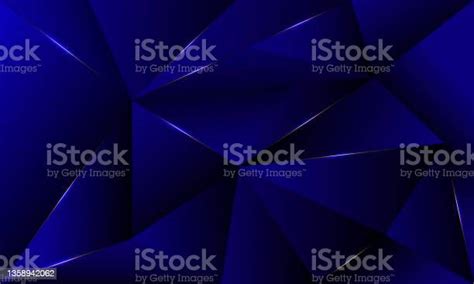 추상 적인 파란색 다각형 삼각형은 골든 라인과 조명 효과 고급 스타일로 패턴 배경을 형성합니다 일러스트 벡터 디자인 디지털 기술 개념 3차원 형태에 대한 스톡 벡터 아트 및