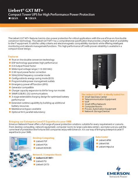 liebert gxt mt plus 6 10kva data sheet pdf electronics electrical