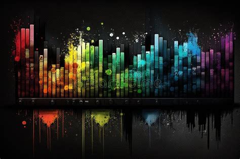 Music Equalizer Abstract Wave Lines Move Dynamically In Various Colors Isolated On A Black