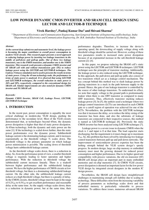 PDF LOW POWER DYNAMIC CMOS INVERTER AND SRAM CELL DESIGN USING LECTOR AND LECTOR B TECHNIQUE