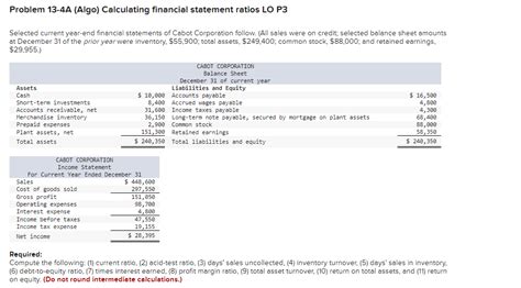 solved problem 13 4a algo calculating financial statement
