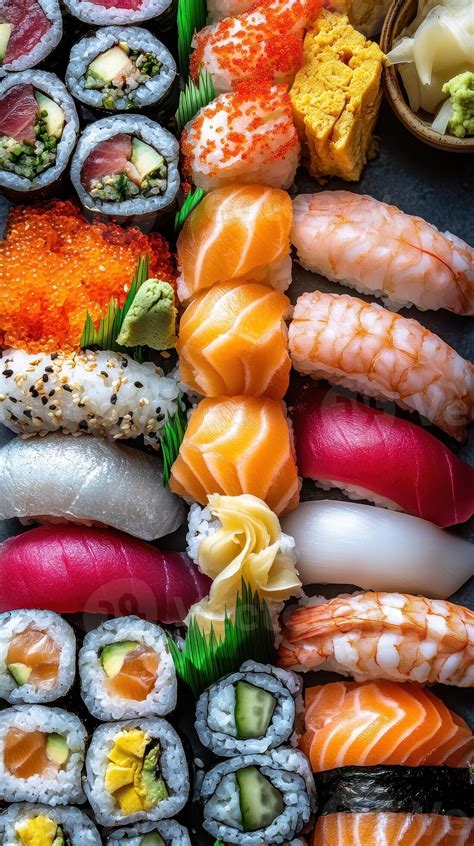 Japanese Food Sushi Set Different Types Of Nigiri Sushi 52402957