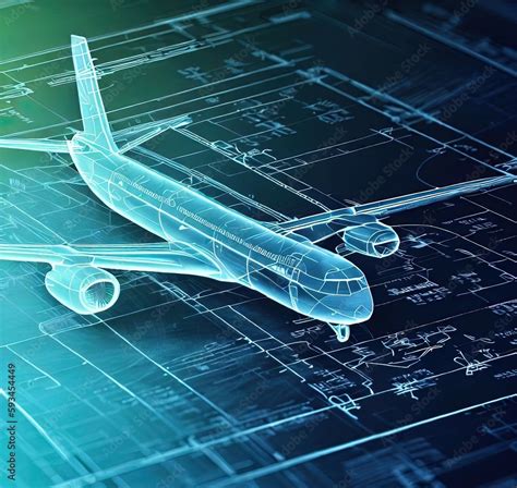 Blueprint Aircraft Diagram Illustration Technical Drawing Generative