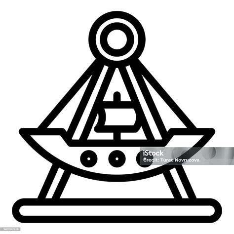 승마 선박 어트랙션 라인 아이콘 놀이공원 개념 흰색 배경에 바이킹 보트 타기 표지판 개요 스타일의 모바일 개념 웹 디자인의 스윙