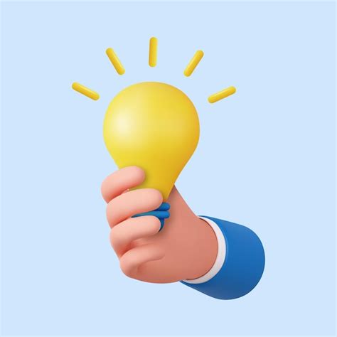 Premium Vector 3d Hand Holding Light Bulb