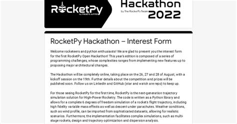 🚀💻 Rocketpy Hackathon 2022💻🚀 Rrocketry